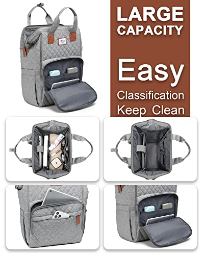 TIIOCTI Women's Laptop Backpack - 15.6" Compartment - Travel & Business Ready - Stylish Gray Design for Professionals