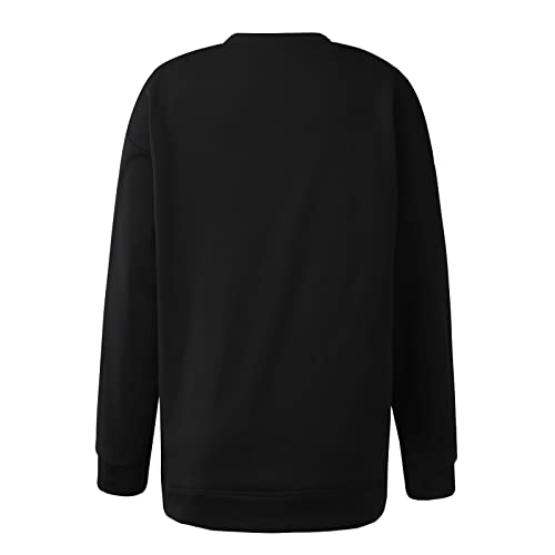 Lmzaren Women's Loose Comfortable Tops Fashion Fall/Winter O Neck Pullover Christmas Print Padded Sweatwear Sweatshirt
