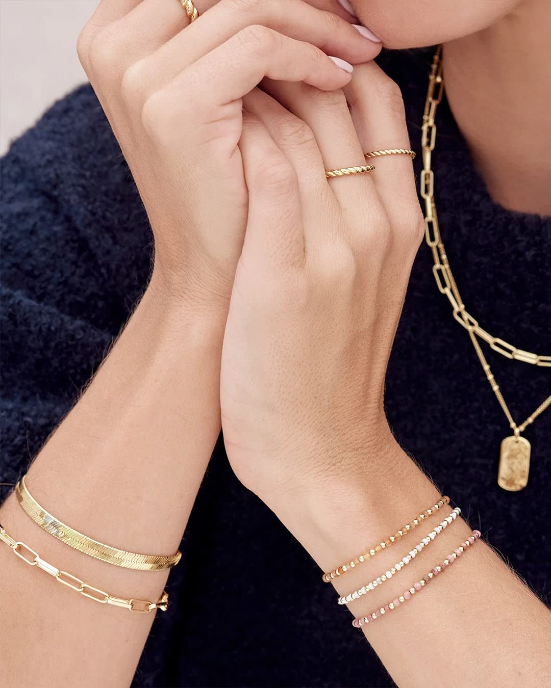 gorjana Women's Venice Adjustable Snake Link Chain Bracelet, 18k Gold Plated