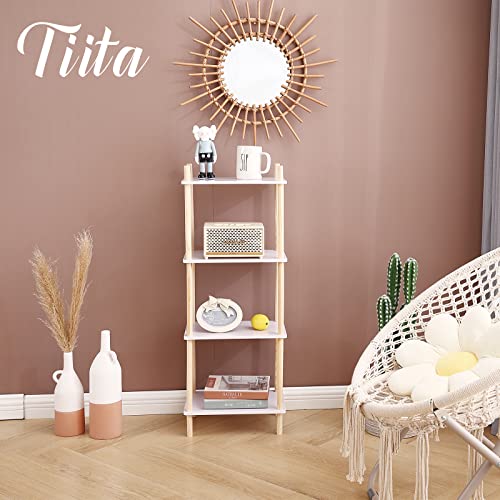 Tiita Corner Standing Shelf Bookshelf Unit - White Small Bookcase Multipurpose Rack Shelving Plant Stand Storageor Living Room Home Office