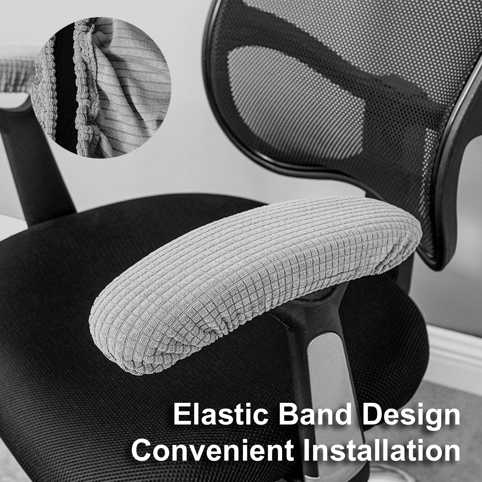 Guwewu Office Chair Arm Covers, 2 Pieces Elastic Armrest Cover, Suitable for Various Sizes of Computer Chair and Armchair (Dark Gray)