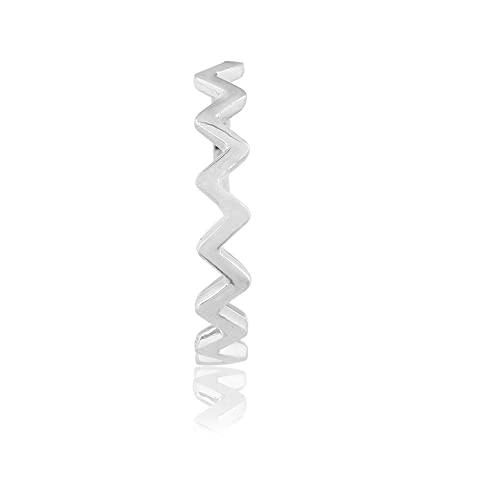 Highs and Lows Inspirational Ring, 925 Sterling Silver Solid Zig Zag Engagement Wedding Band, Ring Gift, By JEWELRYCREATIONS (US 6 White Rhodium), Whitie