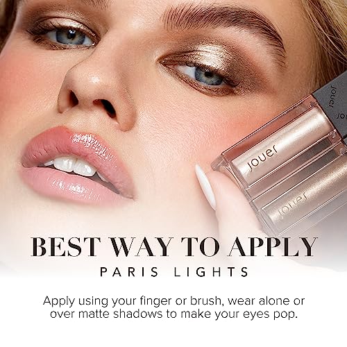 Jouer Paris Lights Eye Paints - Metallic Liquid Eyeshadow - Long Lasting & Crease-Proof Shimmer Cream Eyeshadow - Smooth Chrome Finish, Brillante