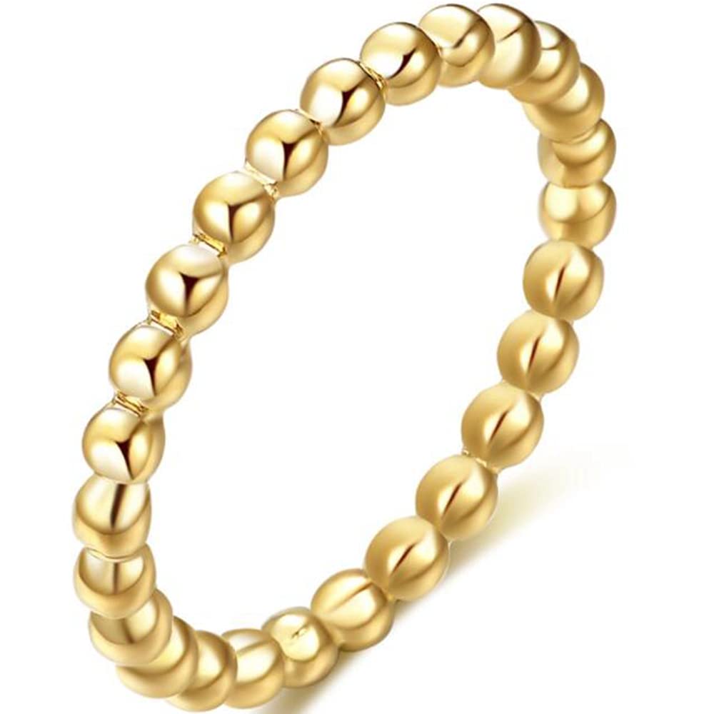 Jude Jewelers 2mm Stainless Steel Beaded Style Classical Simple Plain Stackable Wedding Band Ring (Gold, 8)