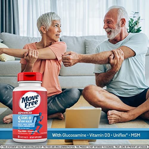 Glucosamine Chondroitin MSM & Vitamin D3 Joint Health Supplement, Move Free Advanced Joint Support Tablets For Men & Women (80cnt box), With Vitamin D3 To Support Bone & Immune Health