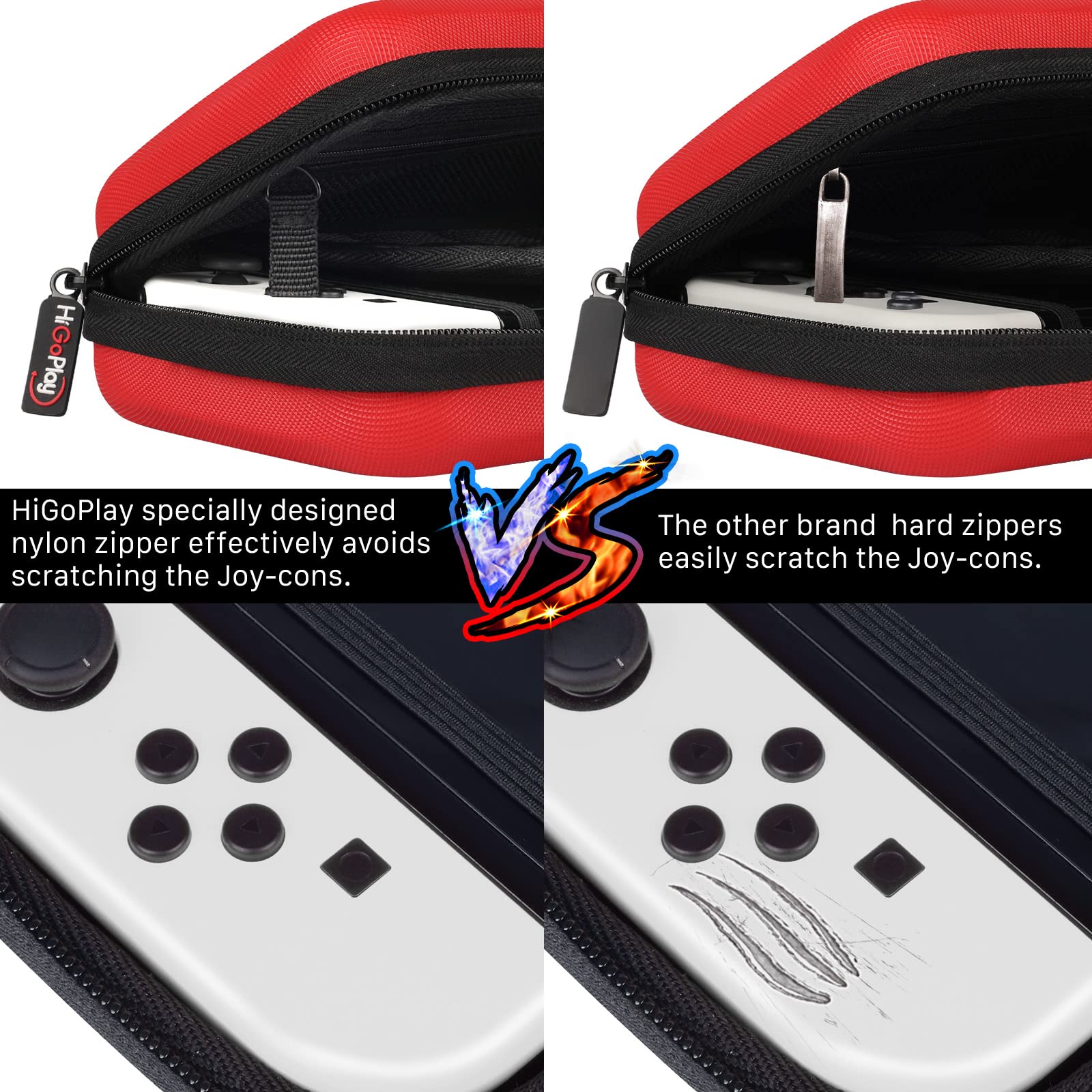 HIGOPLAY Hard Carry Case Compatible with Nintendo Switch OLED /Switch Model Protective Space Shell Travel Case Portable Storage Bag with 10 Game Card Slots for Console & Accessories