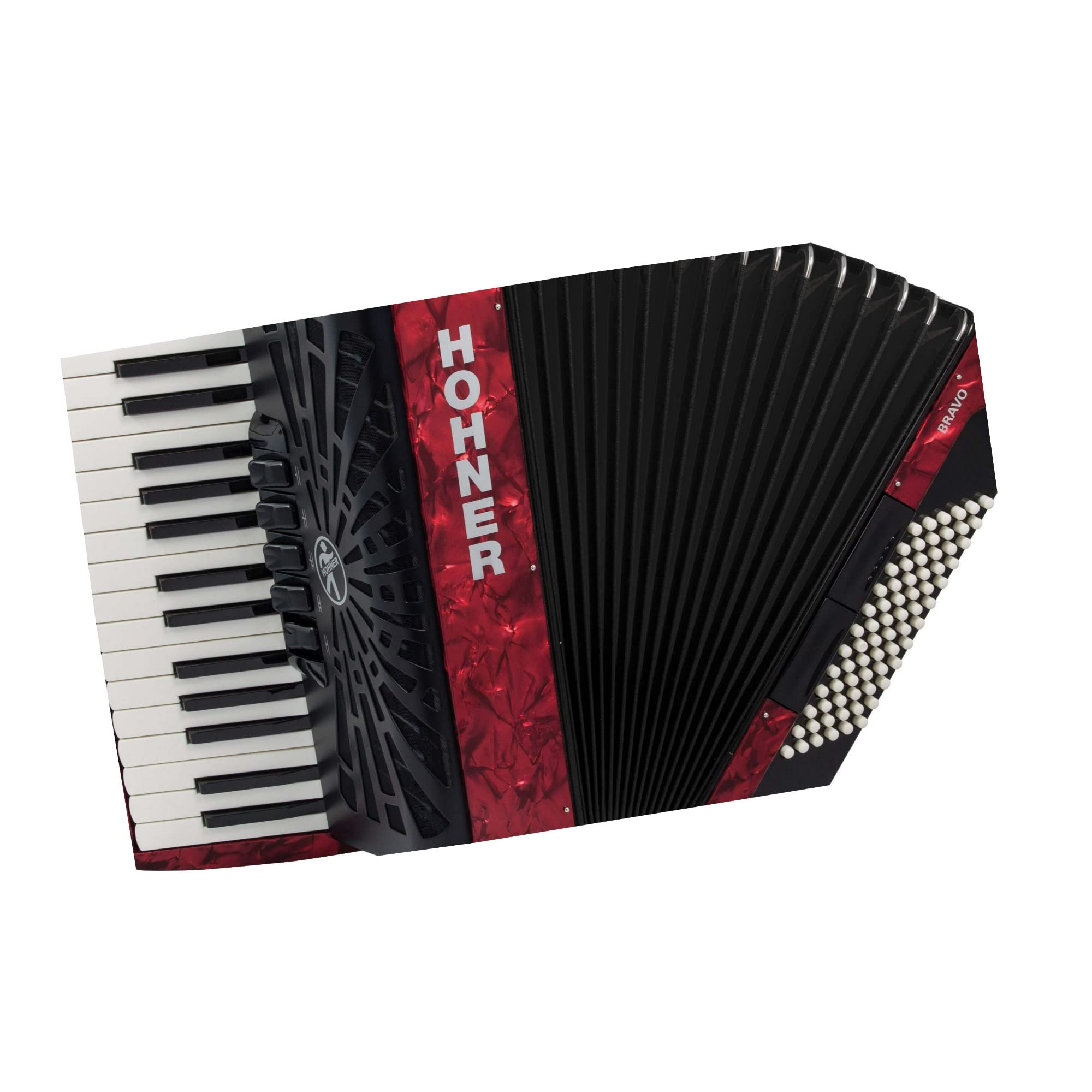 Hohner Bravo III 96 Chromatic Piano Key Accordion - Pearl Red