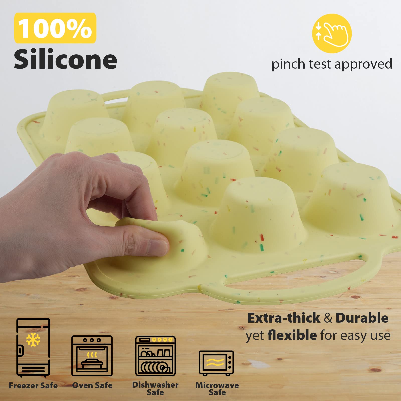 Luckypai Silicone Muffin Pan Cupcake Pan Molds for Baking 12 Cups Stainless Steel Bowl,Muffin Molder for Muffins and Cupcakes—Cupcake silicone molder