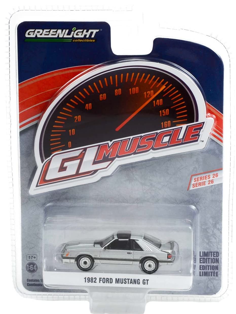 Greenlight 13310-D GreenLight Muscle Series 26-1982 Mustang GT - Silver Metallic 1:64 Scale Diecast