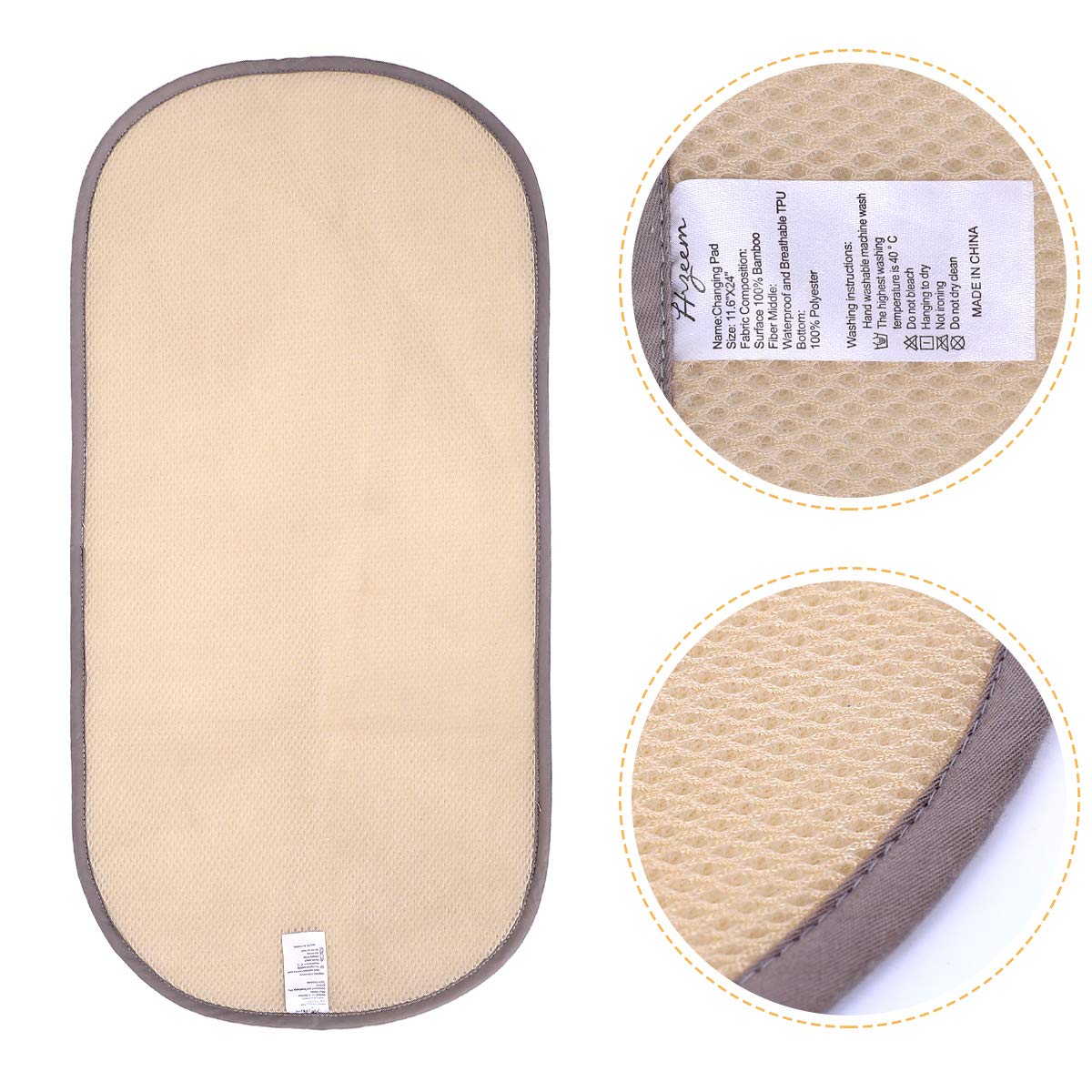 Hrzeem Changing Pad Liners, Waterproof Washable Reusable Changing Pad Cover, Soft Bamboo Surface, 11.6 x 24 inches, 4 Count