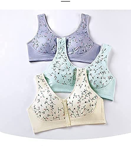 KHDFID Front Button Bra, Convenient Front Button Bra,Front Closure Sports Bras Women Cotton Ultra Soft Cup,Everyday Sleep Bras,Front Closure Cotton Sports Bras for Women Girls (Beige,38)