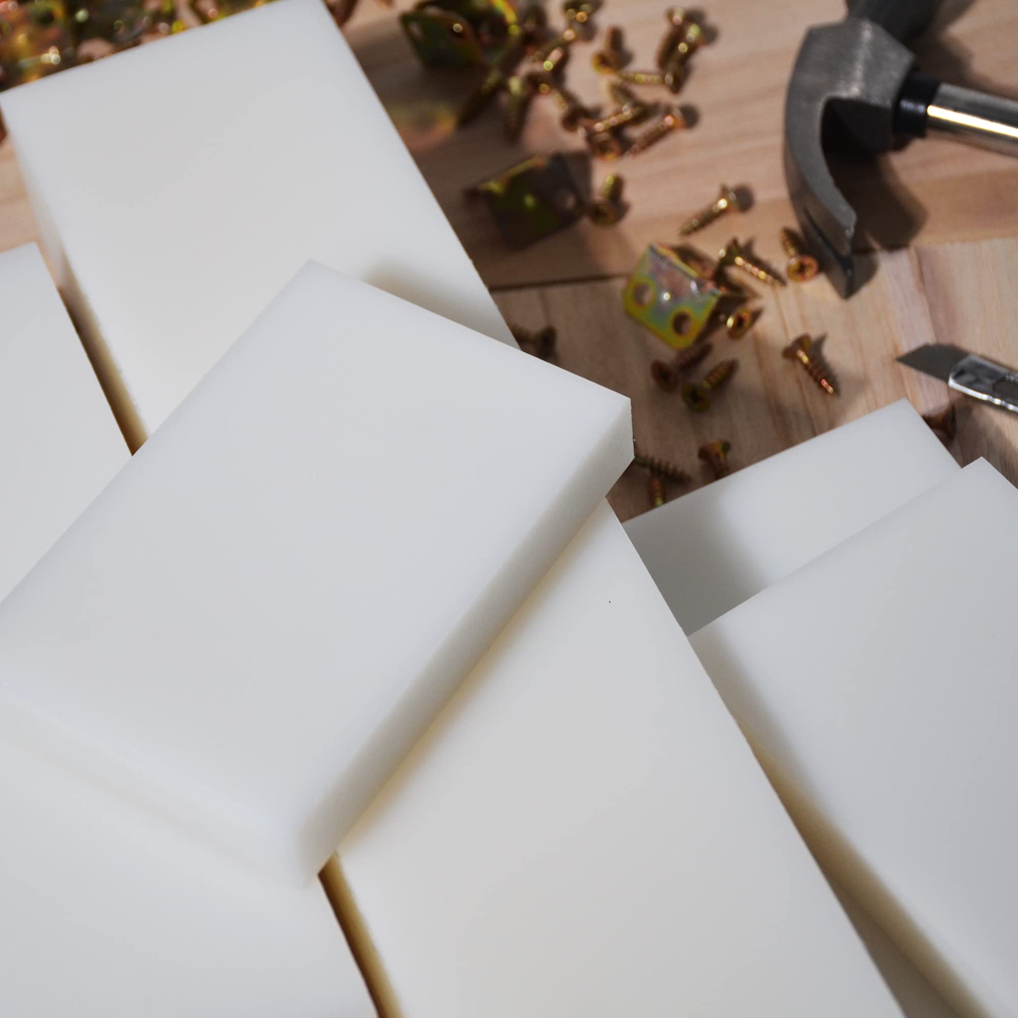 HDPE Block White PE Polyethylene Rectangular Solid Plastic Tapping Block High Density Sheet Great for DIY Projects for Machining Home Floor Improvement (3/4" x 4-½" x 3")