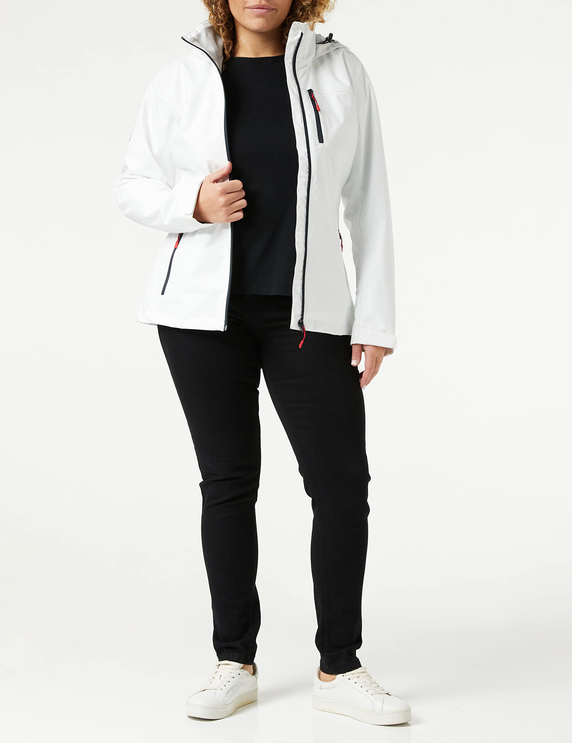 Helly Hansen Women's Crew Hooded Midlayer Fleece Lined Waterproof Rain Jacket, 001 White, XX-Large