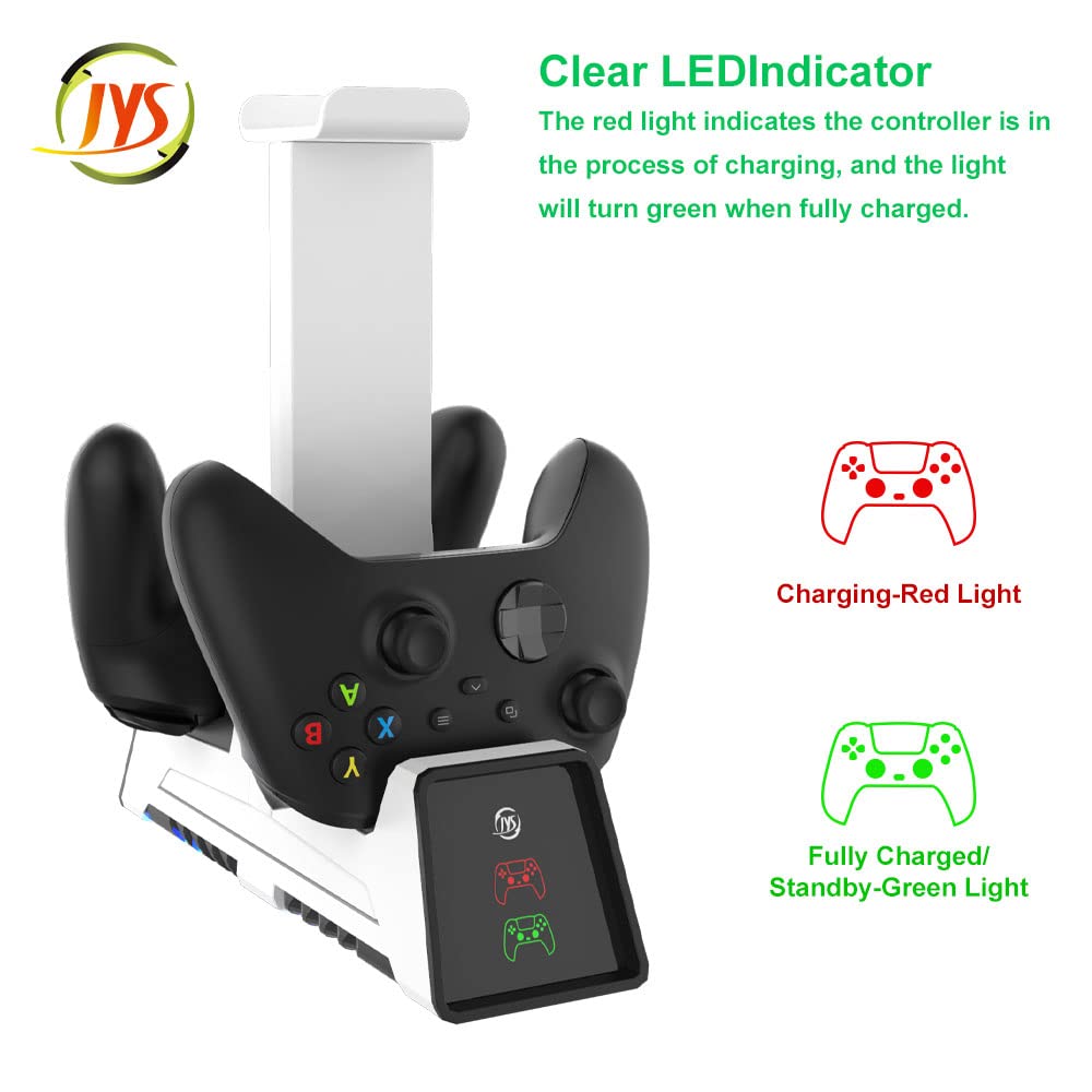JDDWIN Magnetic Dual Charger Compatible with P5/X.S.X/NSW Controller,Controller Charger with Headset Hanger.