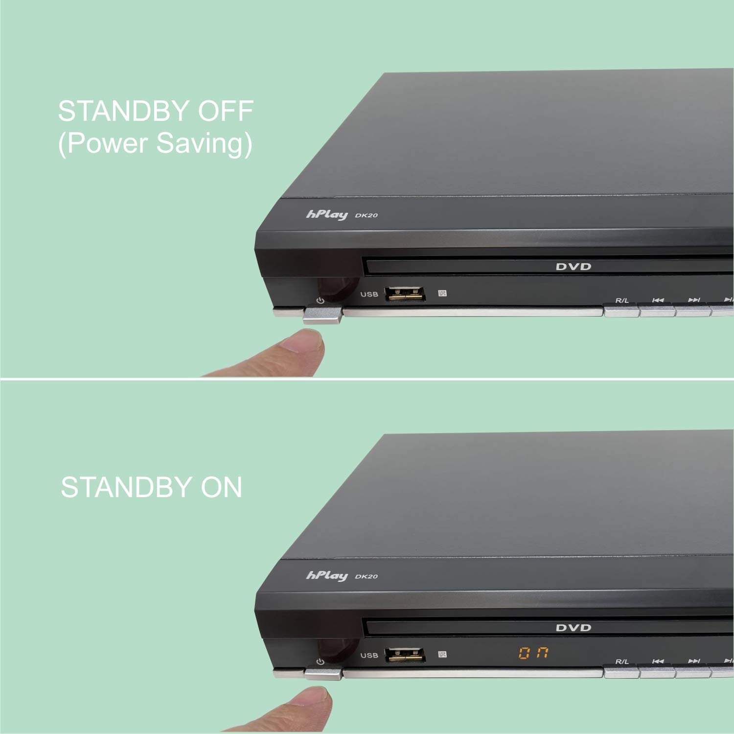 hPlay D20K Upconvert to 1080P DVD, CD Multimedia Player, Region Free, HDMI and RCA Output, USB Port, 2 Microphone Input with Microphone Volume Control (Microphone NOT Included), Top Metal Casing