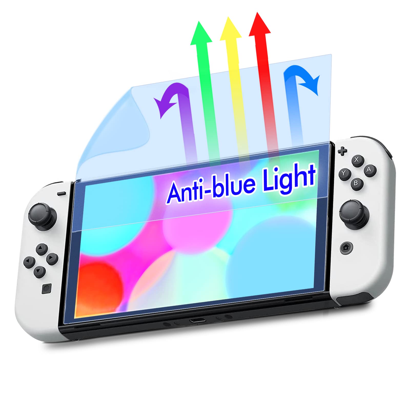 Hiins Screen Protector Compatible with Nintendo OLED Switch Screen Protector 2021, Anti blue Light Switch Screen Protector Anti Glare, Protect Eyesight and Relieve Eye Fatigue, 2 Pack
