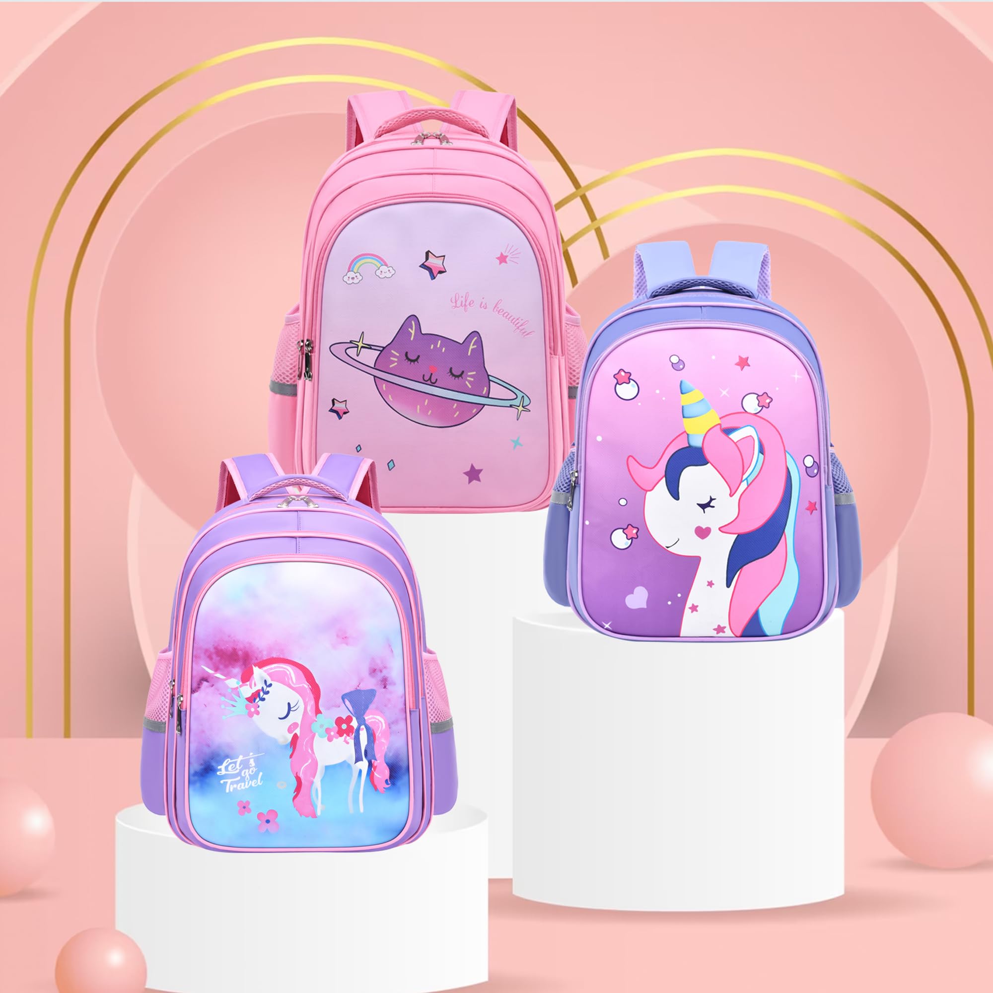 HSD Hope Surged 15.5" Kids Backpacks for Girls Kindergarten Preschool Elementary School Bag Girls Backpack Lightweight Cute Large Capcity