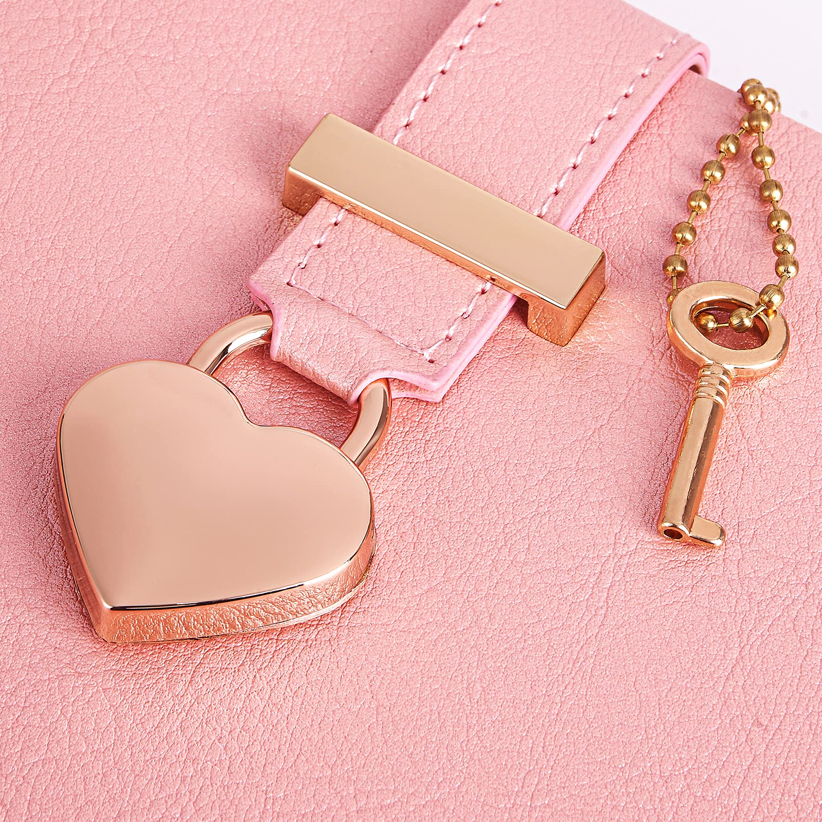 JEWPHX Heart Shaped Lock Diary with Key&Heart Diamond Pen,PU Leather,Personal Organizers Planner Journal Notebook Gift for Women Girls