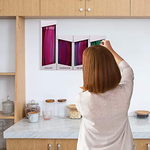 Ziplock Bag Storage Organizer for Drawer-Wood Ziplock Bag Storage Holds Kitchen Drawer or Wall Hanging, Holds Gallon, Quart, Snack Sizes, Sandwich Compatible with Hefty, Glad