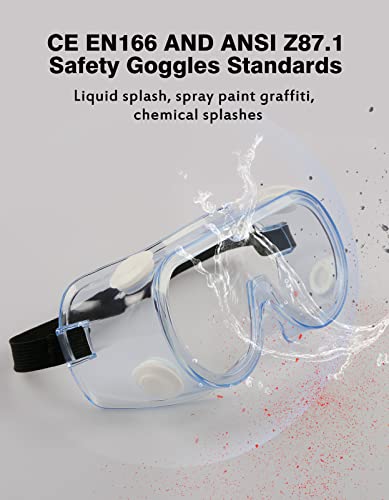 MELASA Safety Goggles ANSI Z87.1, Anti-Fog Protective Lab Goggles, Eye Protection Goggles, Adjustable,Lightweight