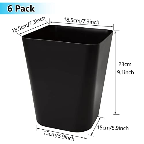 ZOFORTY 6 Pack Slim Plastic Trash Can Wastebasket 1.5 Gallon Small Garbage Bin Black Trash Bin Waste Basket for Office Bathroom Bedroom Home Kitchen Dorm - 9”High
