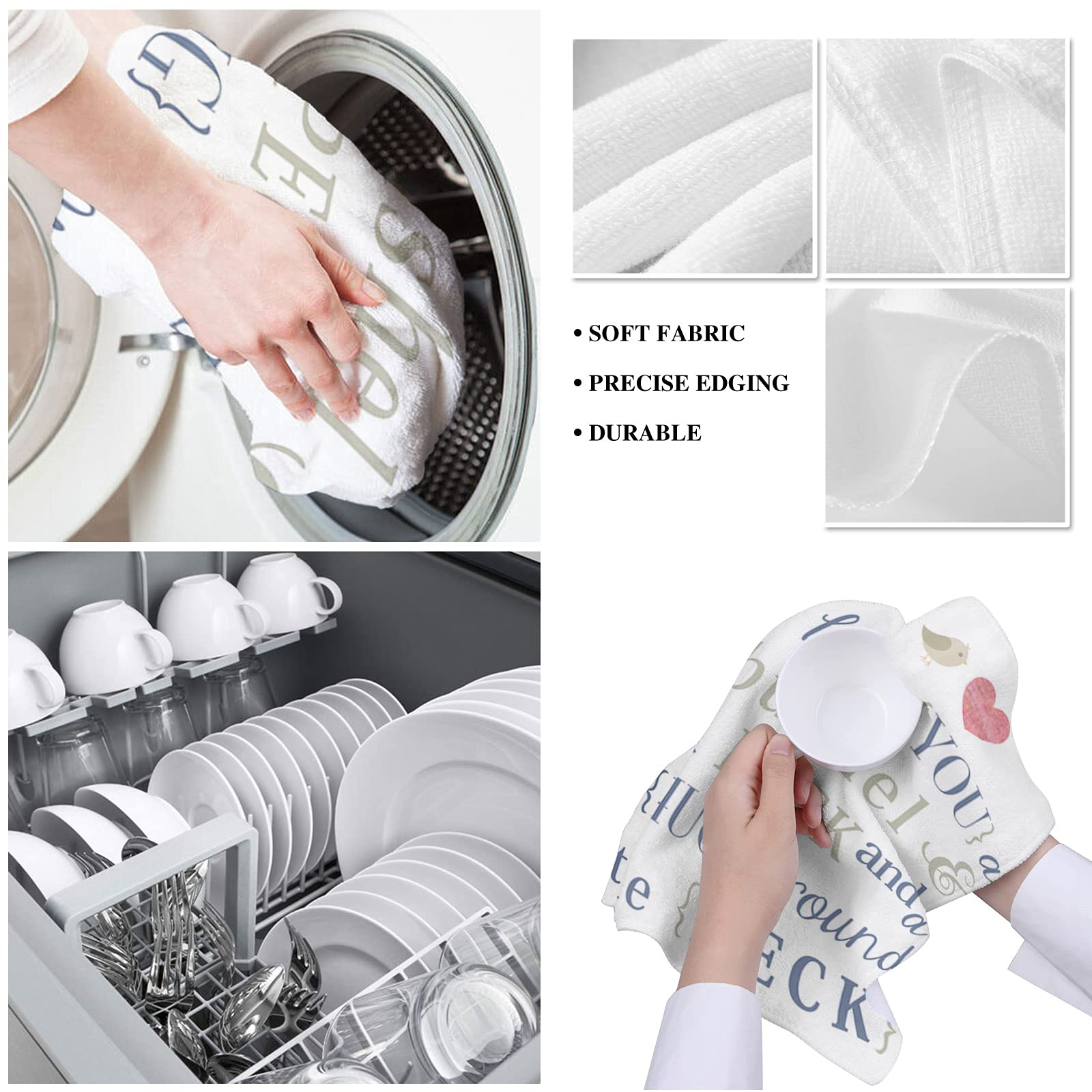 Kitchen Dish Towels 1 Pack-Super Absorbent Soft Microfiber,I Love You a Bushel and a peck and a Hug Around The Neck Cleaning Dishcloth Hand Towels Tea Towels for Kitchen Bathroom Bar
