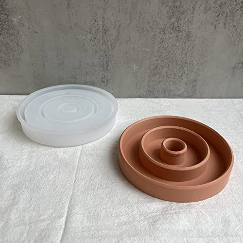Round Candlestick Silicone Mold Gypsum Plaster Mold Lipstick Holder Tray Mold for DIY Jewelry Organizer Home Craft Decor