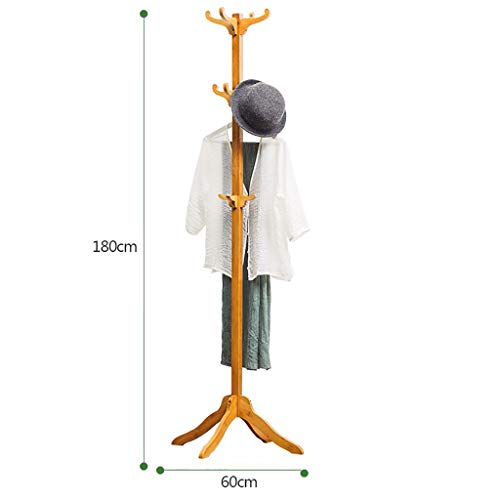 Hongseyijia Coat Racks 12 Hooks Multi-Function Coat Racks Free Standing Wood Hall Trees for Hallway Bedroom Home Office 174.5cm