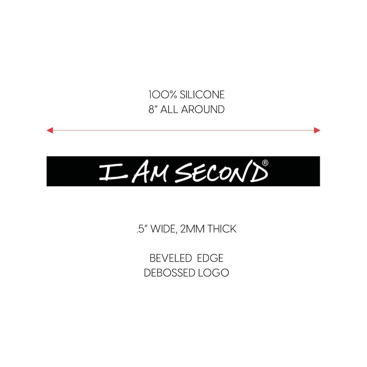 I Am Second 25-Pack Classic Adult Black Silicone Wristbands