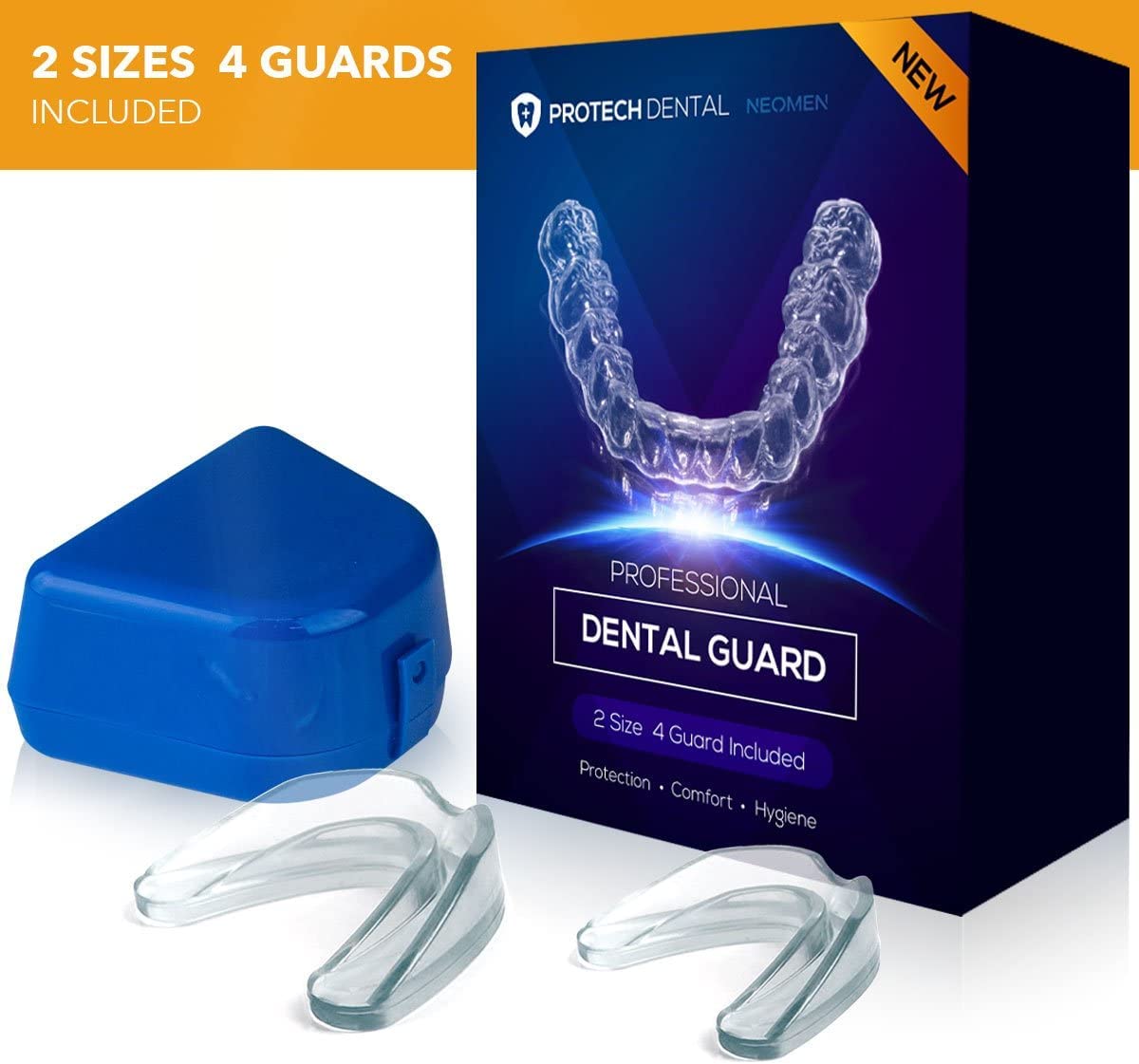 Neomen Mouth Guard, Mouth Guard for Clenching Teeth at Night, 2 Small and 2 Big Night Guards for Teeth Grinding and Clenching Teeth at Night for Grinding Teeth