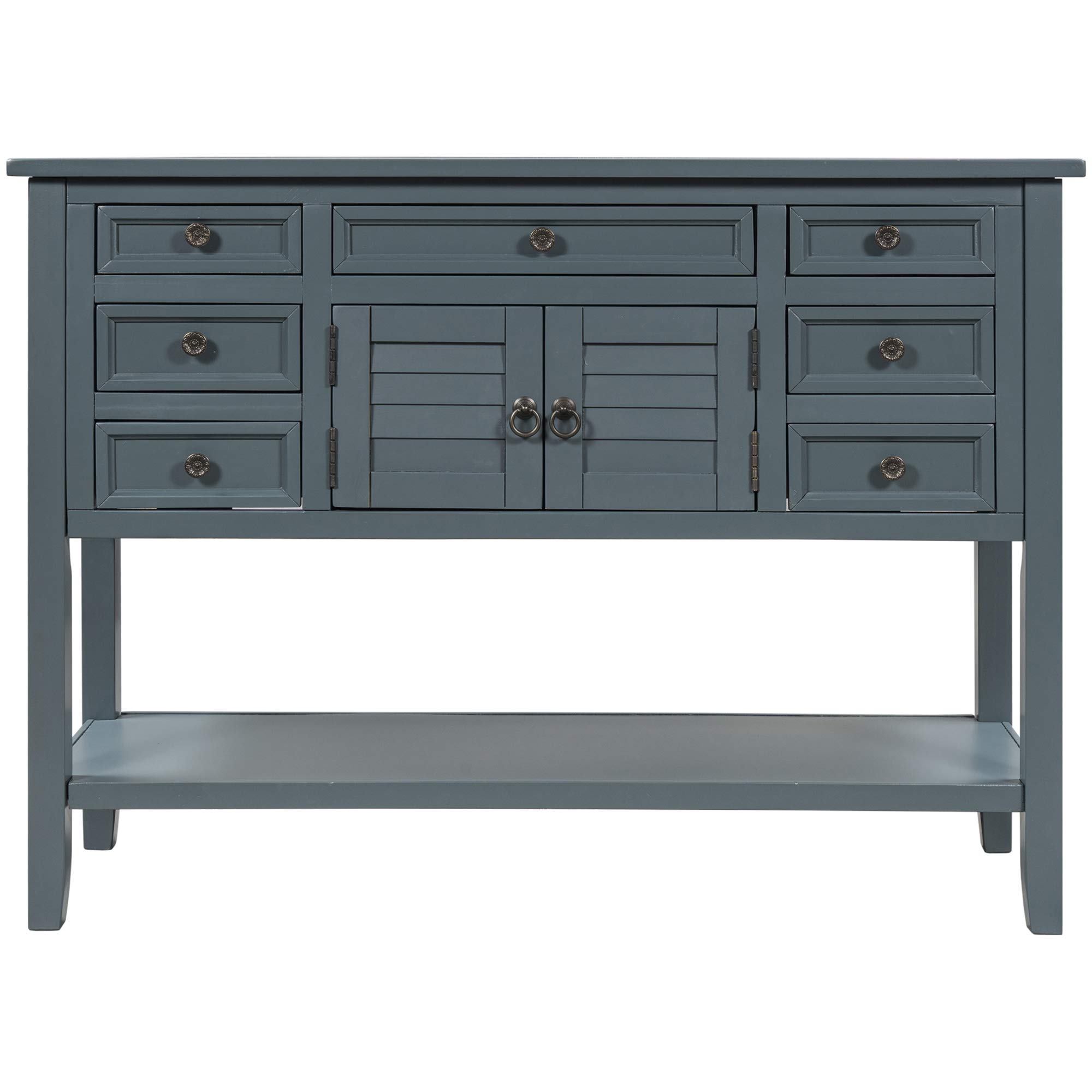 Gnrolaz Console Table, Entryway Table, Foyer Sofa Console Tables for Entryway Living Room Hallway with 7 Drawers, 1 Cabinet and 1 Shelf (Blue)