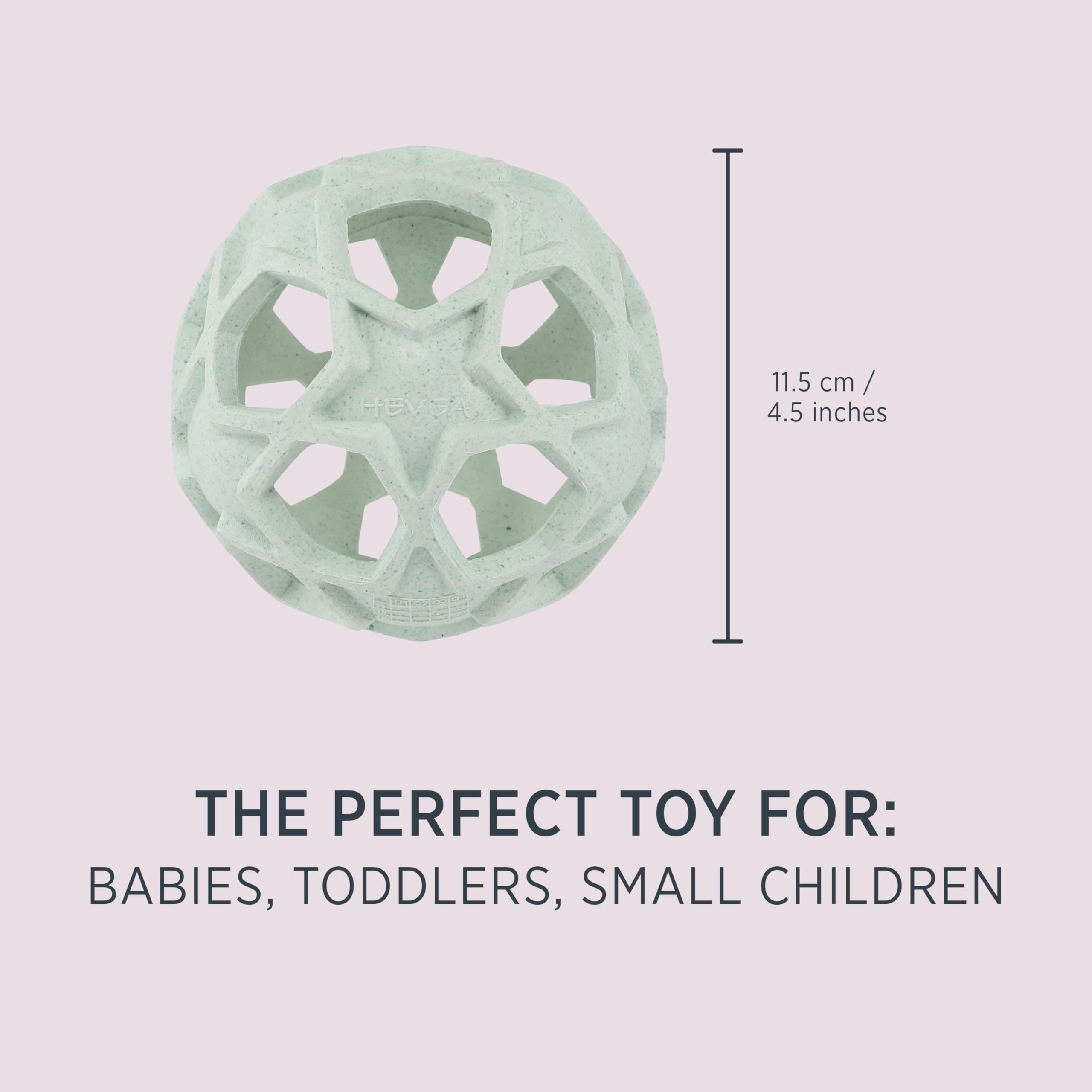 HEVEA Star Activity Ball Toy Made from 100% Upcycled Natural Rubber - Soft and Easy to Hold Baby Ball for Ages +4 Months - Plant Based, Plastic-Free, BPA-Free (Mint)