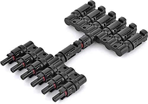 Jtron Solar Branch Connectors Branch Y Connector in Pair MMMMMMF+FFFFFFM for Parallel Connection Between Solar Panels (6)