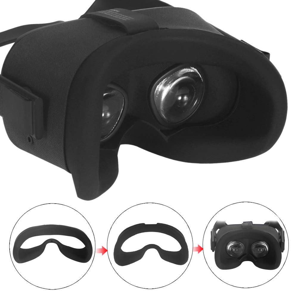 HIJIAO Head Strap Pad&Silicone Face Cover for Oculus Quest Headset,Cushion Pad for Oculus Quest Accessories, Reduce Head Pressure Better Wrapped Head(As Shown)