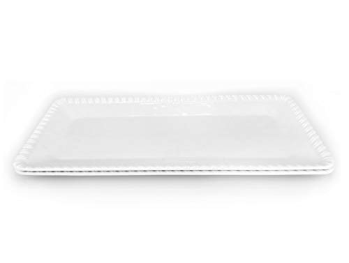KX-WARE 17-Inch Melamine Serving Tray/Platters Set of 2, White & Rectangular | 100% Melamine,Dishwasher Safe,BPA Free