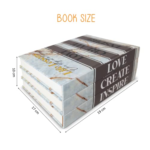 ZOKAEL Decorative Book Decor - Set Includes 3 Hard Cover Books with Love Create Inspire Quote, Decorated with Twine and Beads and A Faux Leaf. A Great Gift Idea