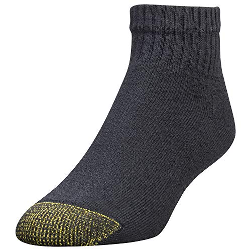GOLDTOE Men's 656P Cotton Ankle Athletic Socks, Multipairs, Black (6-Pairs), Large