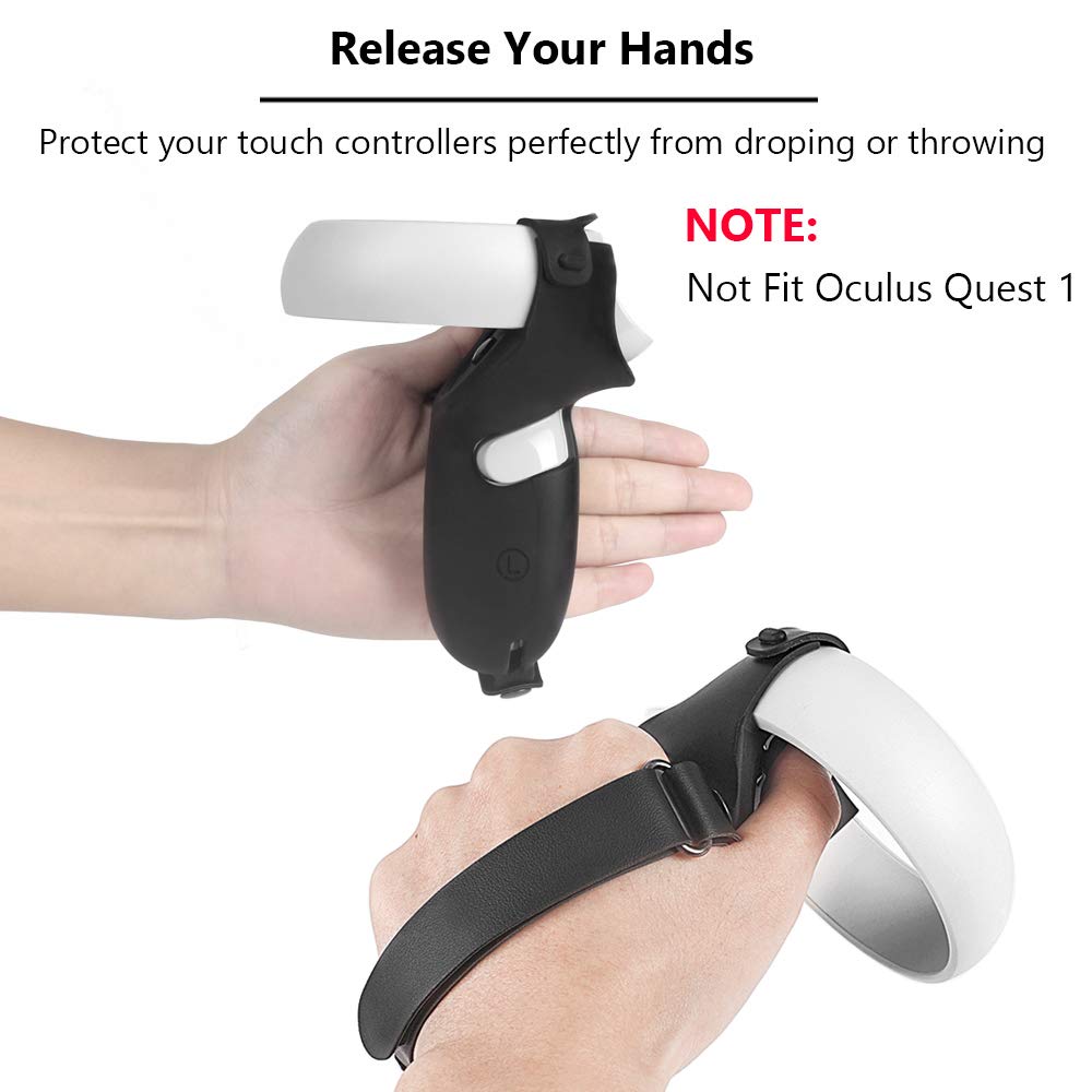 HIJIAO NEW Kit for Oculus Quest 2, Including Hard Travel Case& Controller Grip Cover & Knuckle Strap&Head Strap Pad&Silicone Face Cover&Lens Protect Cover &Shoulder Strap for Oculus Quest 2(6 in 1)