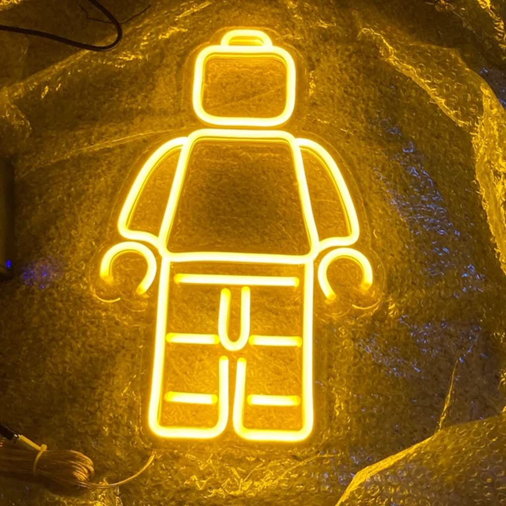 Neon Nursery Wall Decor for Boy L-e-g-o Man Custom Sign for Nursery Boy Night light Size:45X30cm