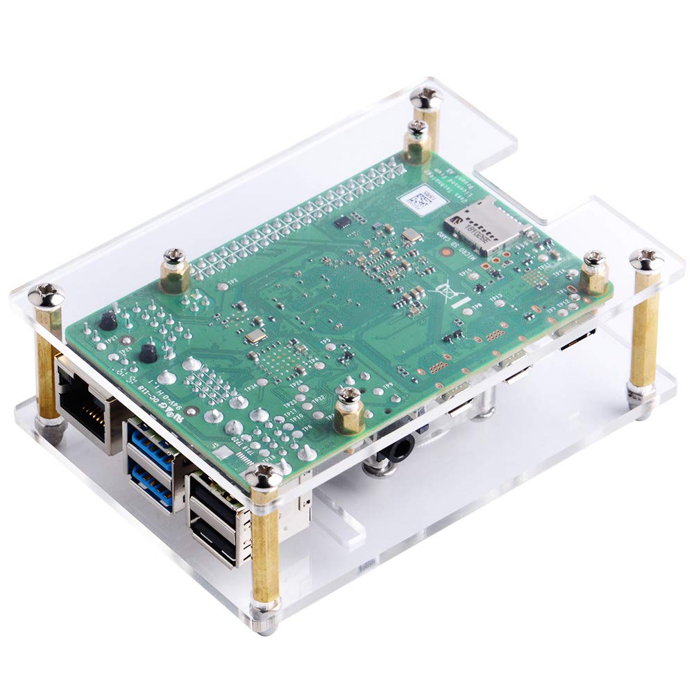 GeeekPi Acrylic Case for Raspberry Pi 4 Model B & Raspberry pi 3 Model B+, Pi Case with Cooling Fan and 7PCS Heatsinks for Raspberry Pi 4 Model B/Pi 3B+/ Pi 3B/ 2B (Clear)
