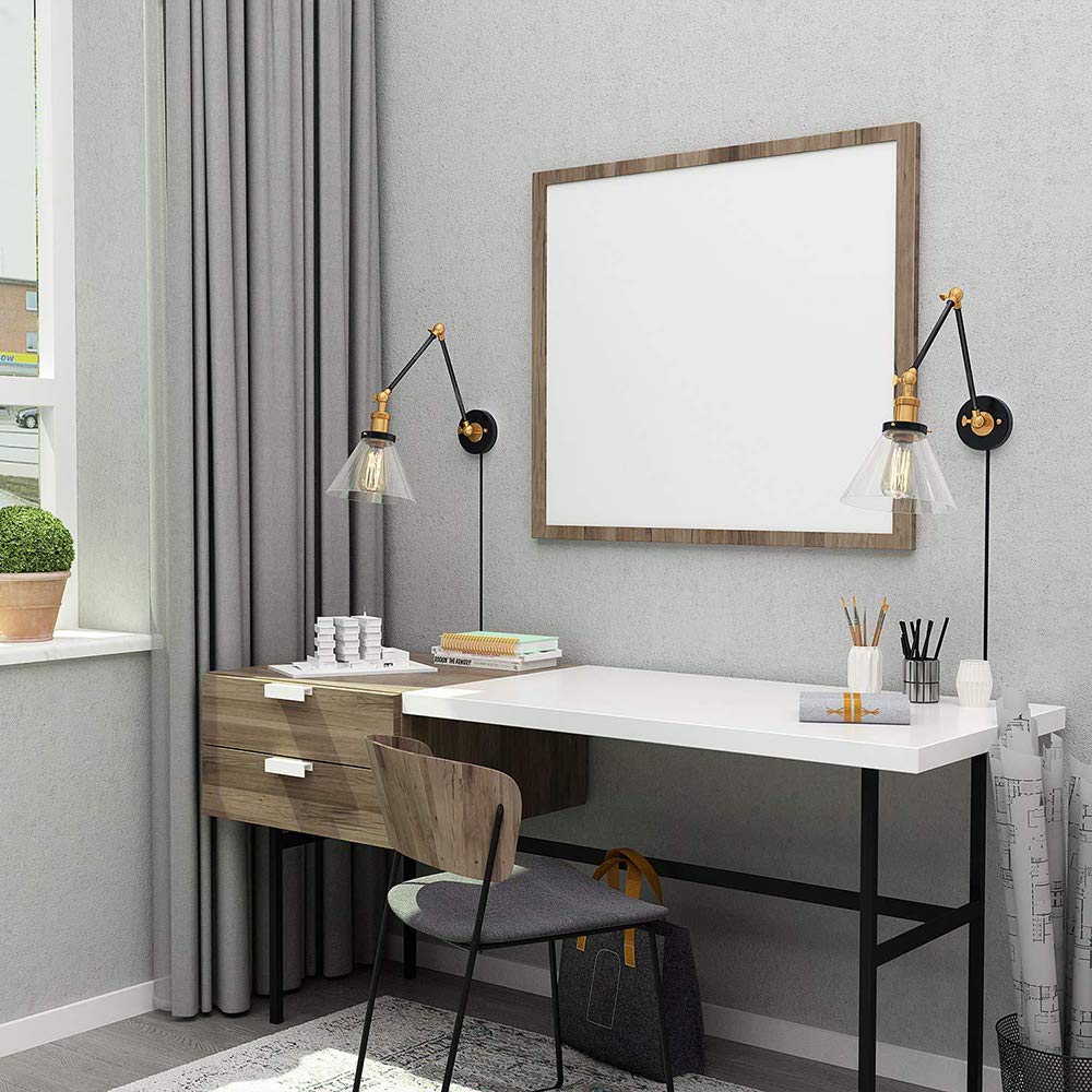 H XD GLOBAL E27 Industrial Retro Style Wall Sconce Lamps Lighting, Clear Small Umbrella Wall Lamp, Bedroom Bedside Wall Lights,Corridor Wall Sconces (Plug-in)