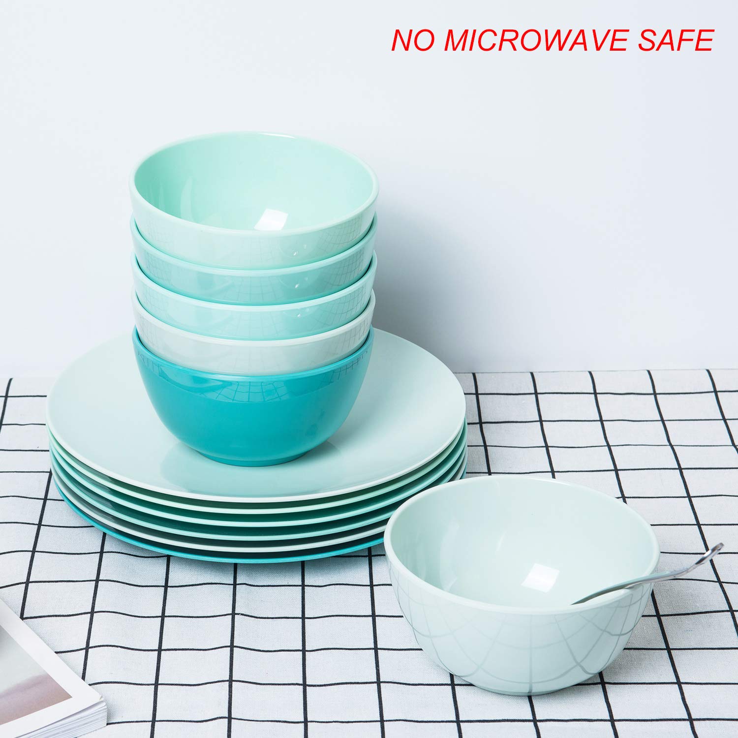 KX-WARE 28-ounce Melamine Bowls set, 6-inch 100% Melamine Cereal/Soup/Salad Bowls, set of 6 in Cool Assorted Colors