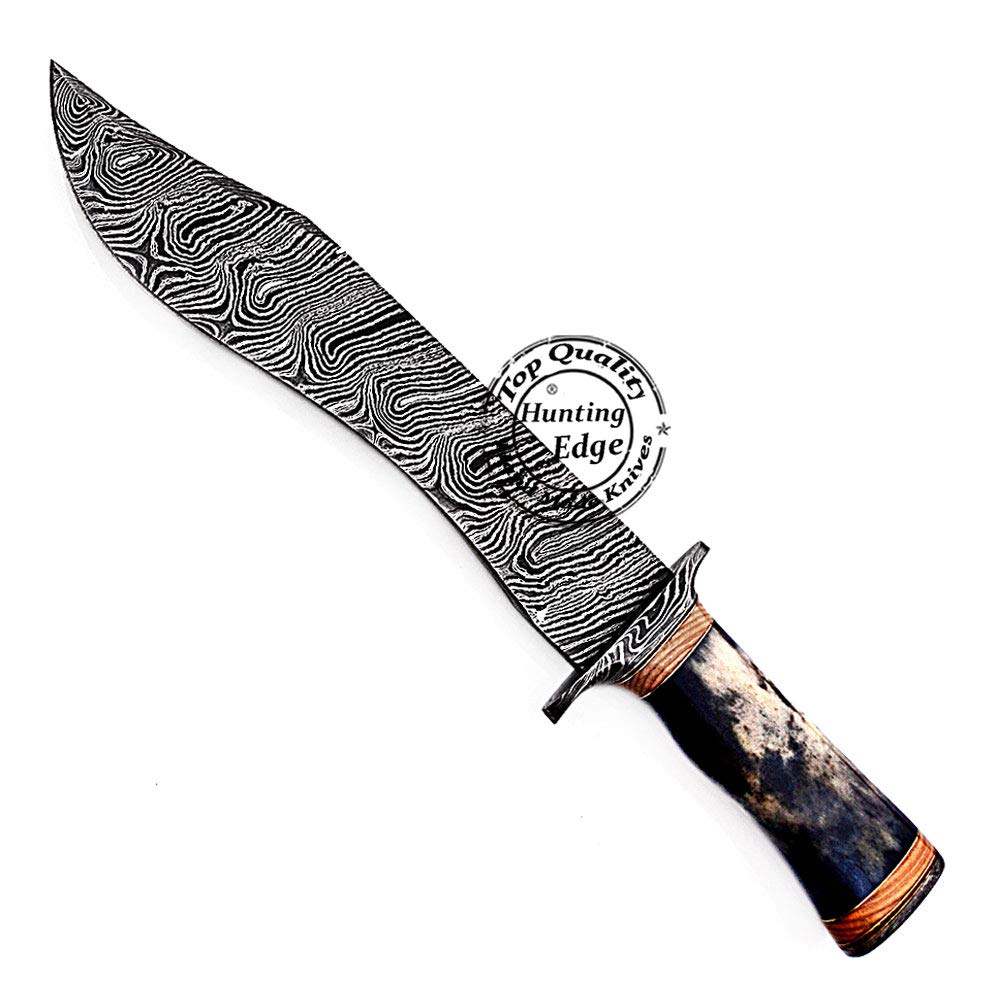 HE-823 Custom Handmade 15" Damascus Steel Hunting Knife, Perfect Grip, 100% Prime Quality