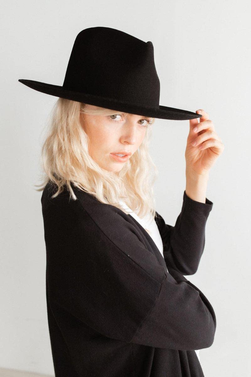 Gigi Pip Women's Rancher Hat Western Short Brim Fedora Australian Wool Felt Zephyr, Mix Ivory, M/L