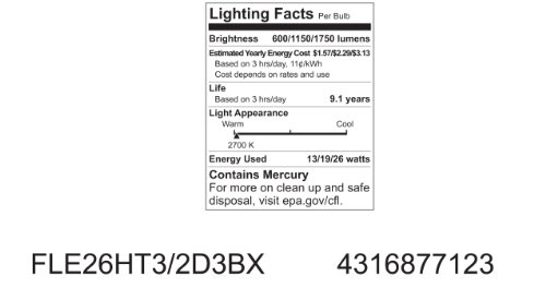 GE 77123 13/19/26-Watt 600/1150/1750-Lumen General Purpose T3 Spiral CFL Bulb, Soft White