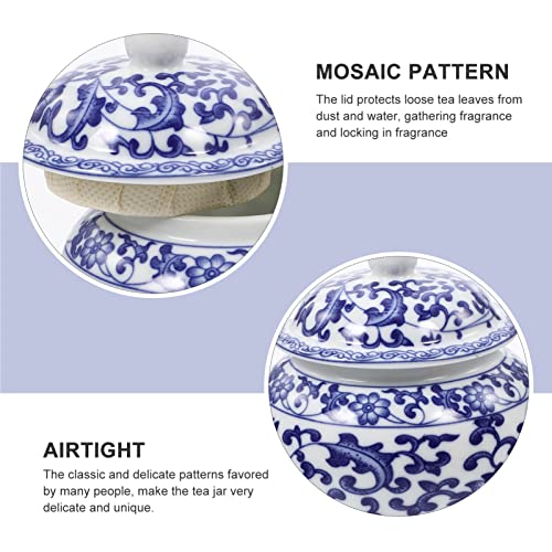 Zerodeko Ceramic Vase 330ML Ceramic Tea Jar, Vintage Chinese Style Storage Can with Airtight Lid Loose Tea Tin Kitchen Food Canister Traditional Tea Tin Coffee Jar Bulk Food