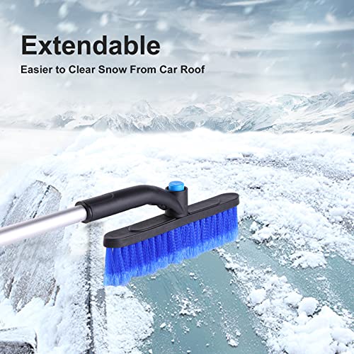 Rousytn 32" Extendable Ice Scraper Snow Brush, Snow Scraper Brush for Car Windshield, Detachable Snow Removal Tool with Foam Grip for Cars, Trucks, SUV
