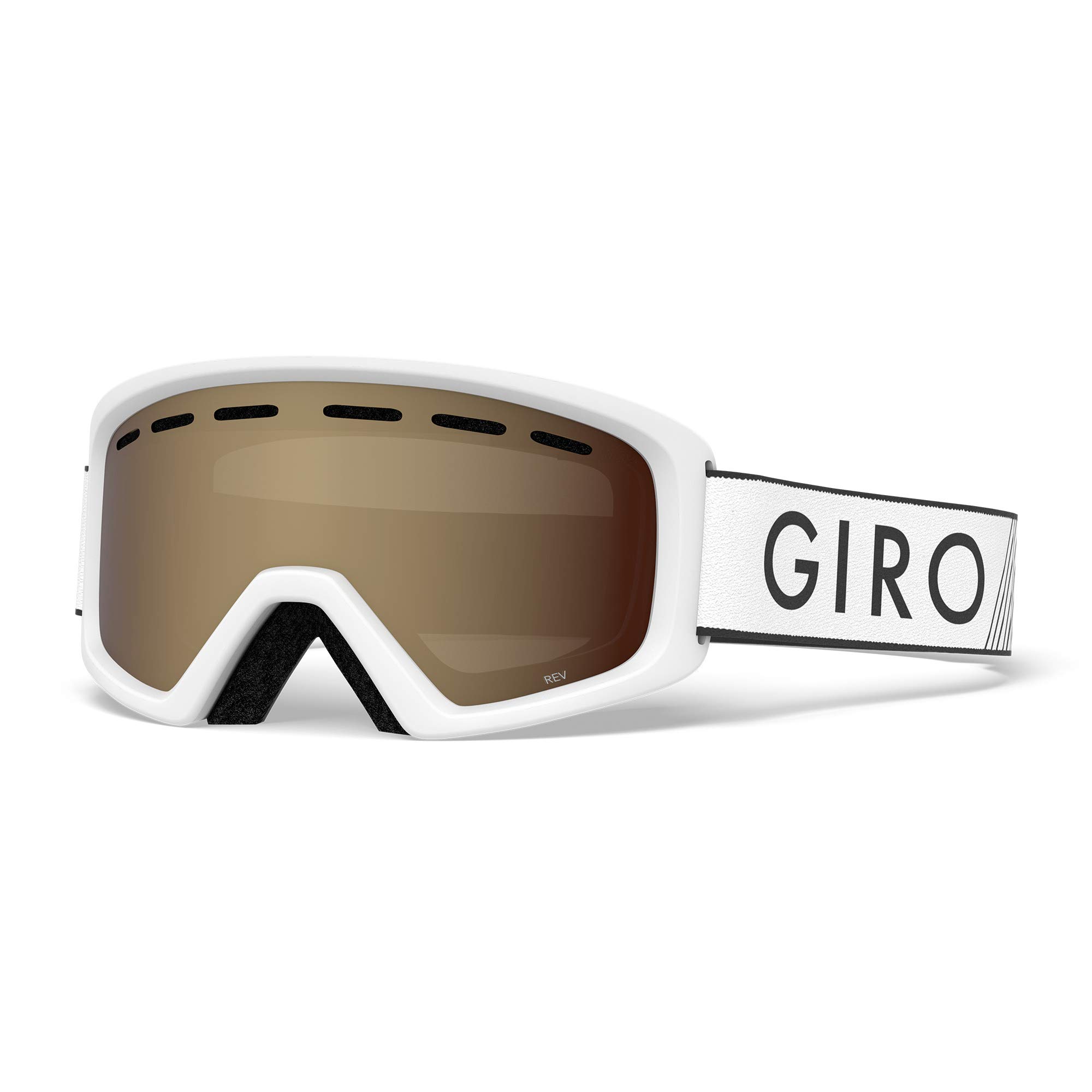 Giro Rev Youth Snow Goggles - White Zoom Strap with Amber Rose Lens (2021)