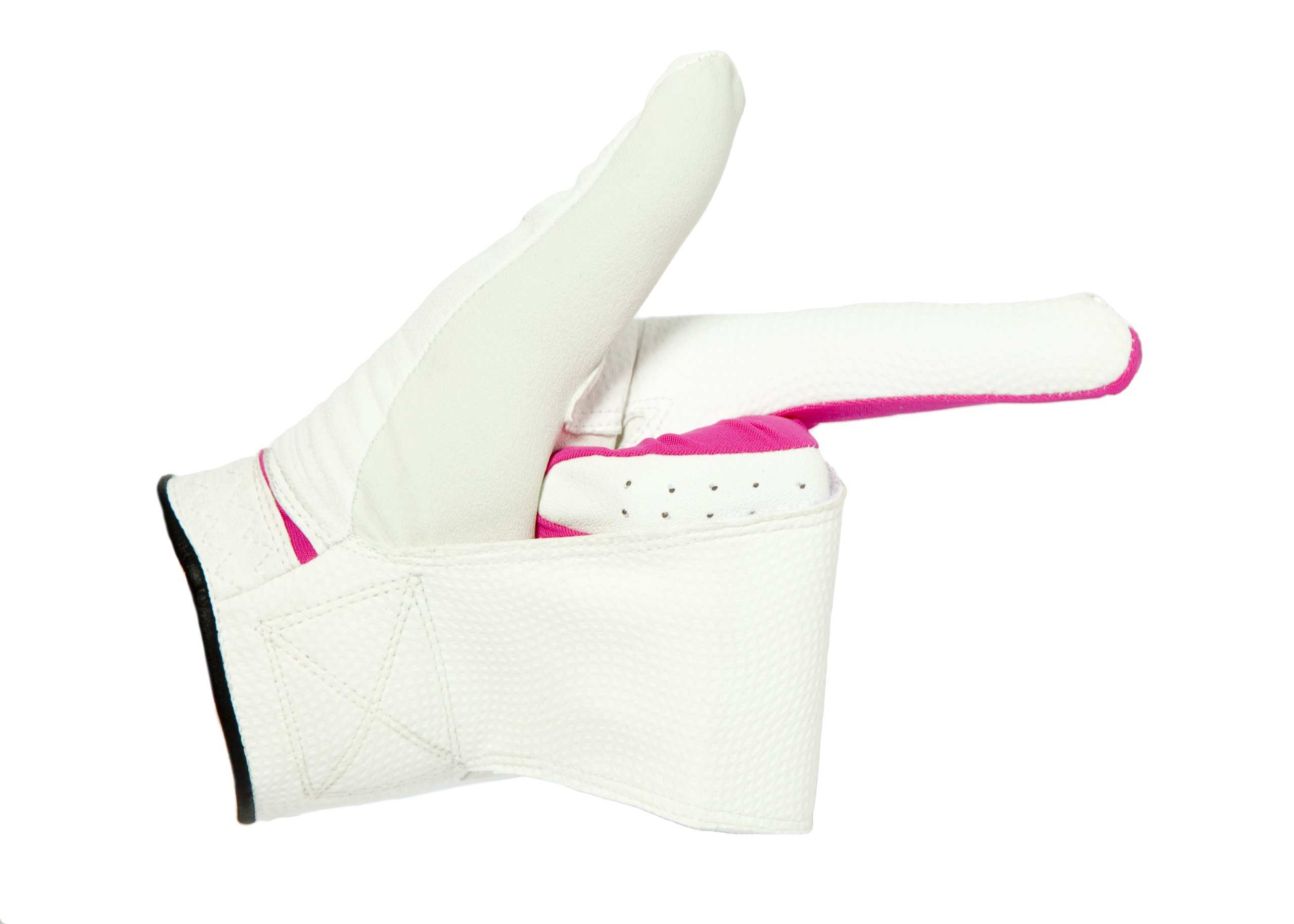 Grip-Par women’s golf glove for training recommended by PGA Professionals– R&A Approved – Extra Large – Right hand – Synthetic Leather - White/Pink Trim