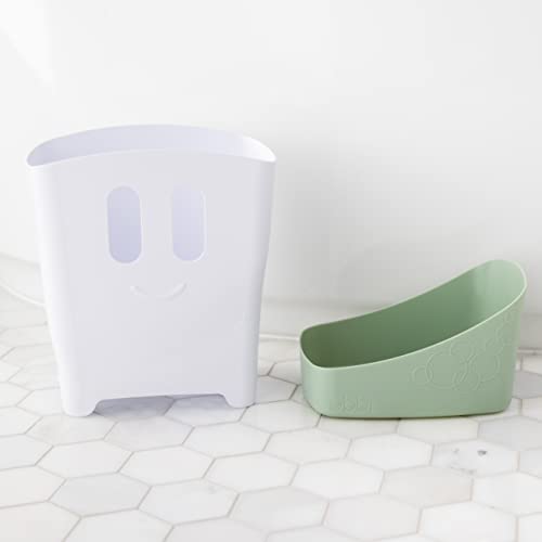Ubbi Freestanding Bath Toy Organizer Bath Caddy with Removable Drying Rack Bin & Scoop for Toddlers + Baby, Sage